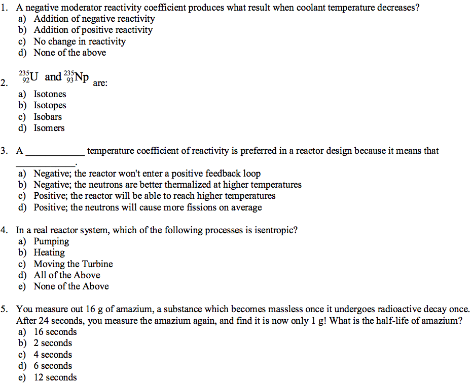 Solved 1. A negative moderator reactivity coefficient | Chegg.com