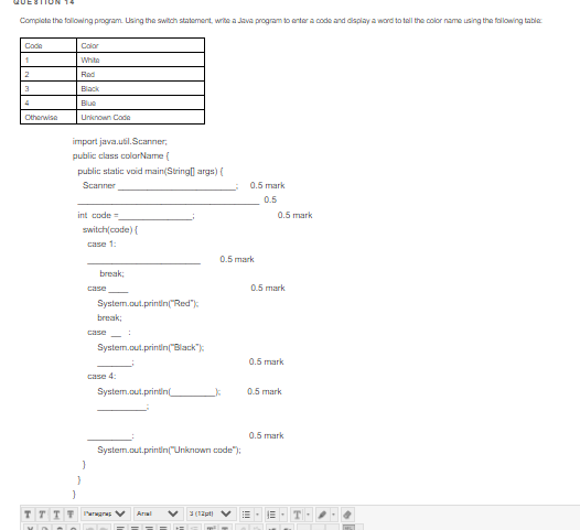 Solved DUE Complete the following program. Using the switch | Chegg.com