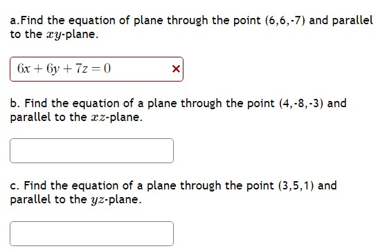 Solved a.Find the equation of plane through the point | Chegg.com