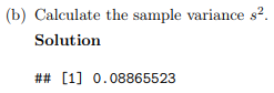 Solved (b) Calculate the sample variance s2. Solution \#\# | Chegg.com