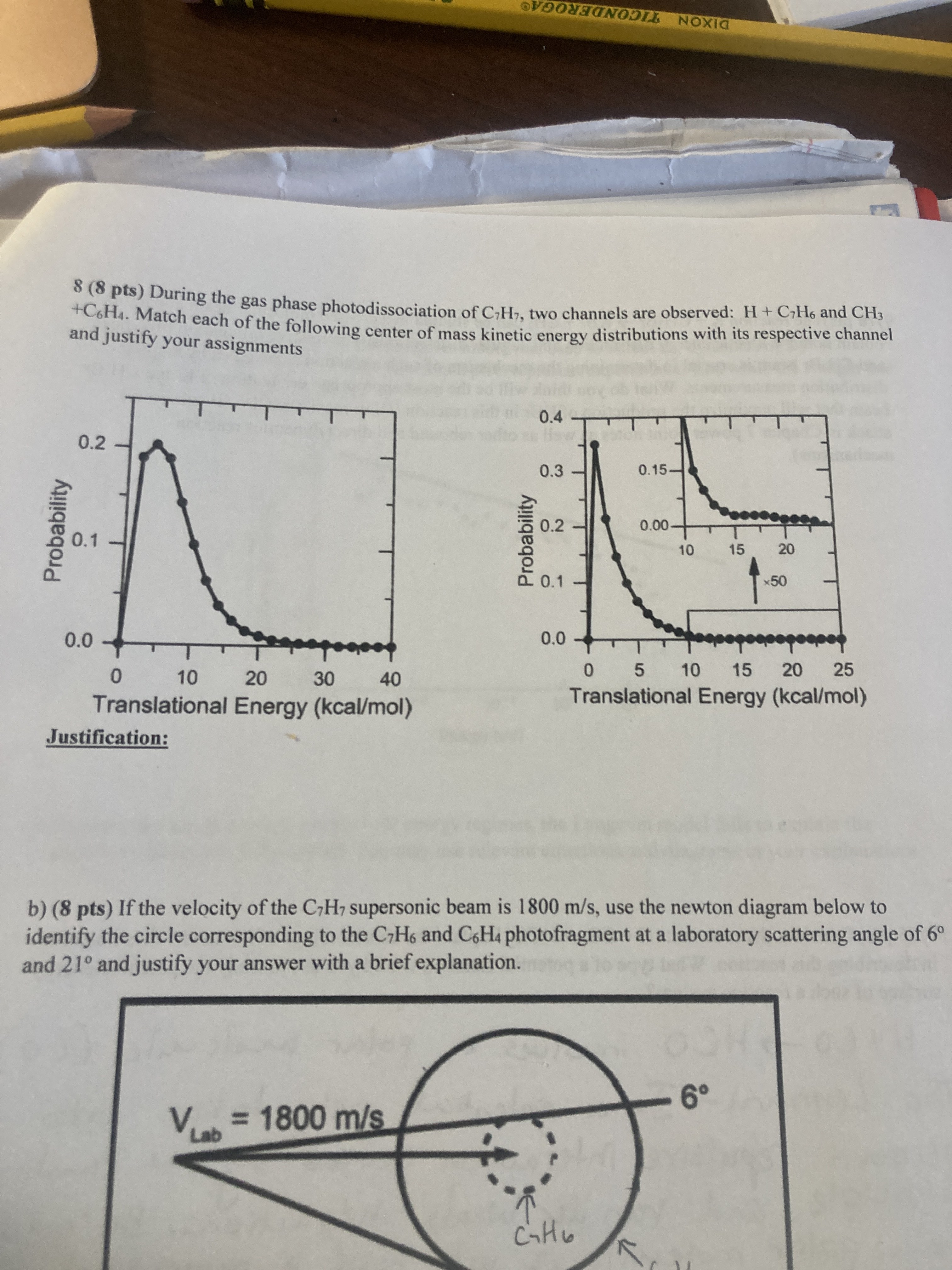 8 (8 pts) During the gas phase photodissociation of | Chegg.com
