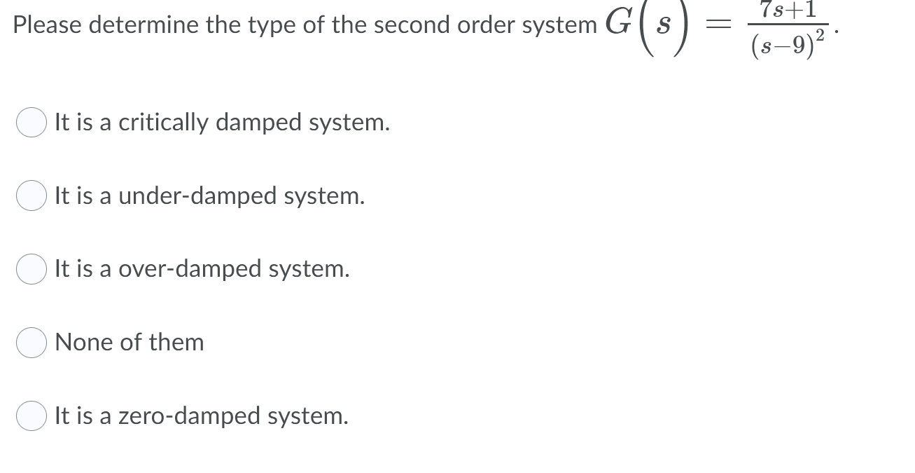 Solved Please determine the type of the second order system | Chegg.com