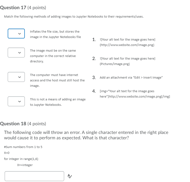 Solved Question 17 (4 points) Match the following methods of | Chegg.com