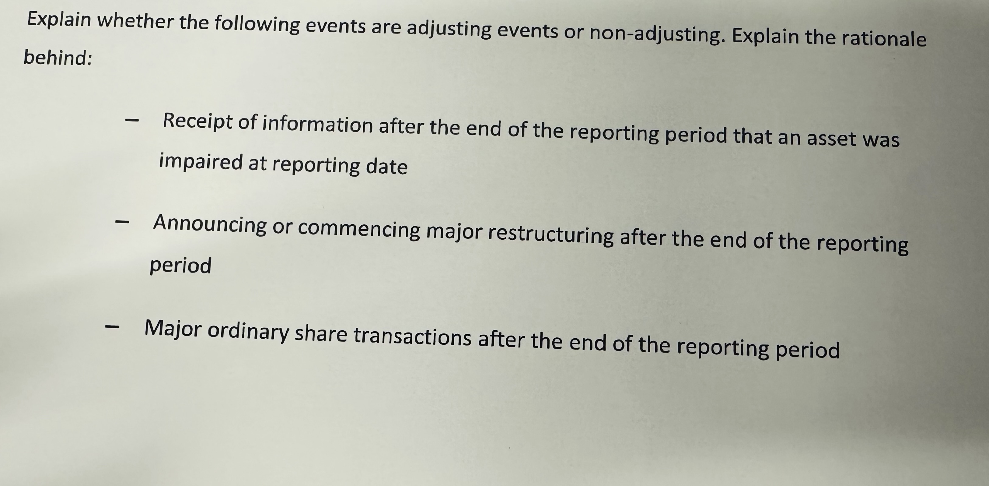 Solved Explain whether the following events are adjusting | Chegg.com