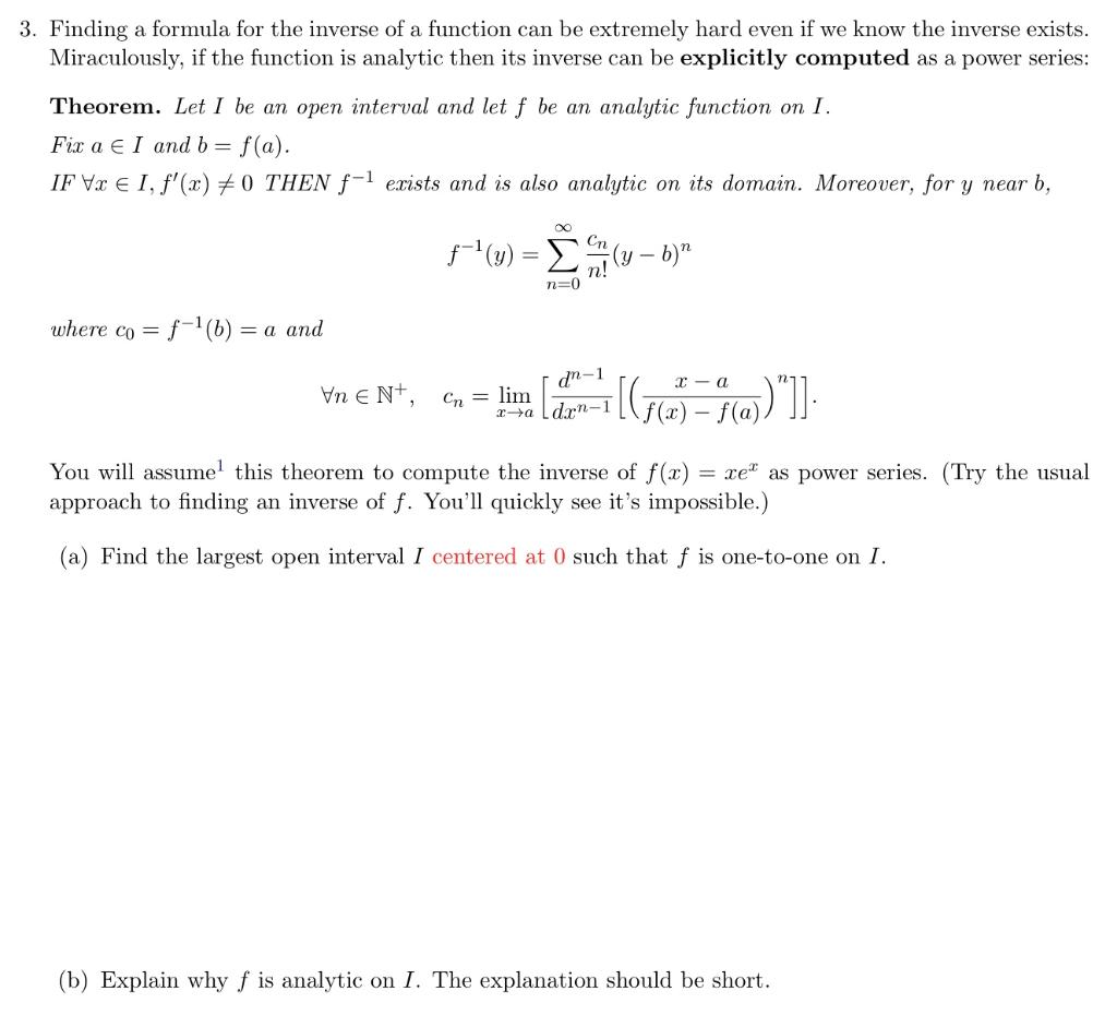 Solved 3. Finding a formula for the inverse of a function | Chegg.com