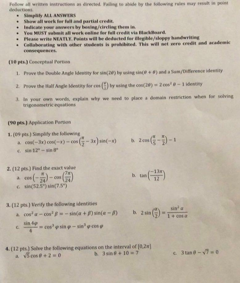 Solved prove the double angle identity for sin(2θ) by using | Chegg.com