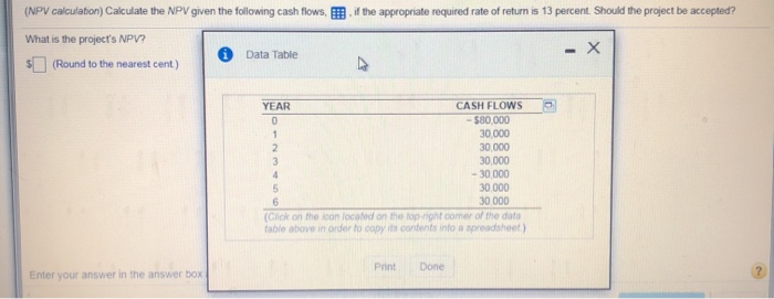 Solved (NPV calculation) Calculate the NPV given the | Chegg.com