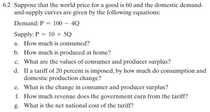 Solved 6.2 Suppose that the world price for a good is 60 and | Chegg.com
