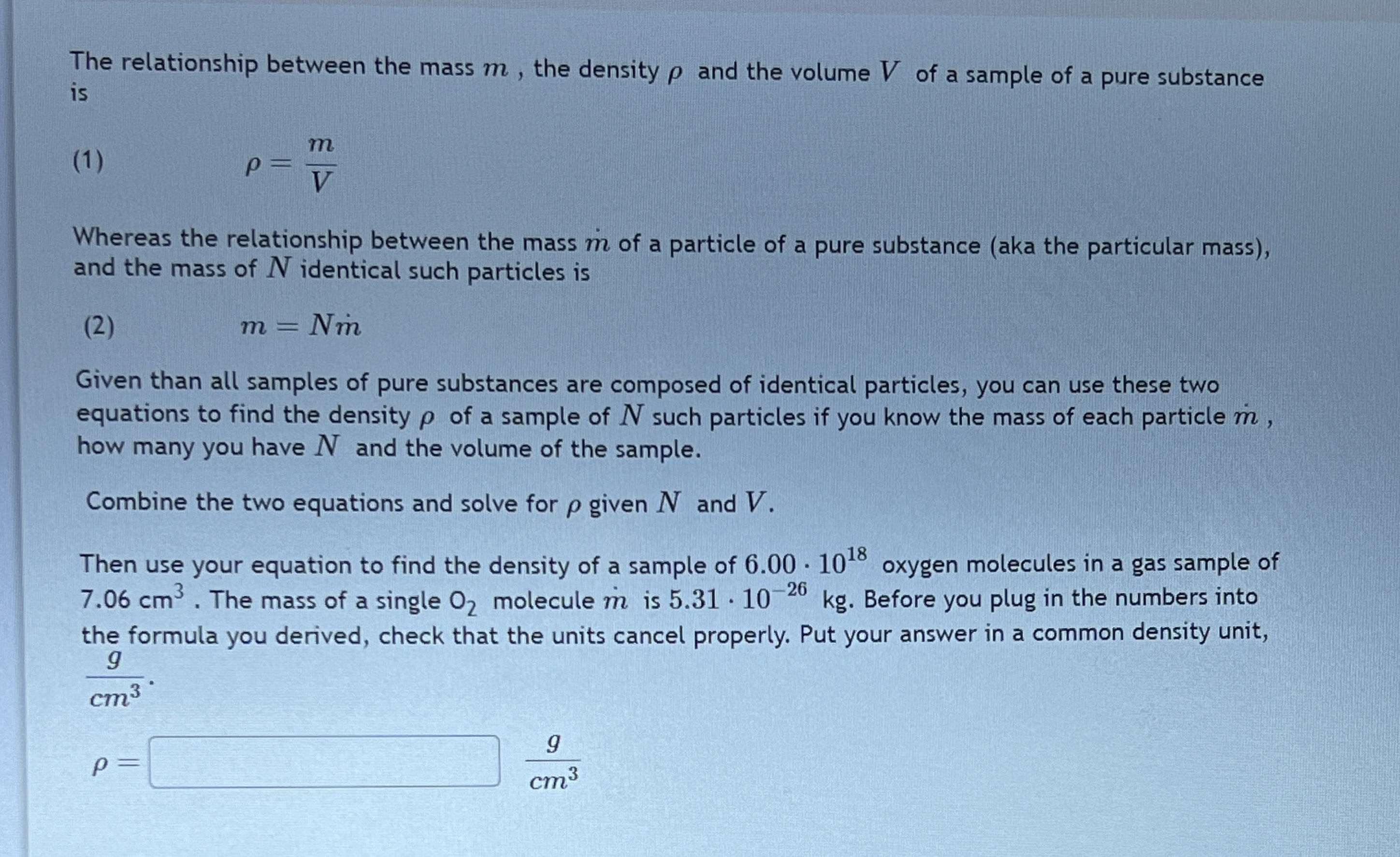 Solved The relationship between the mass m, the density ρ | Chegg.com