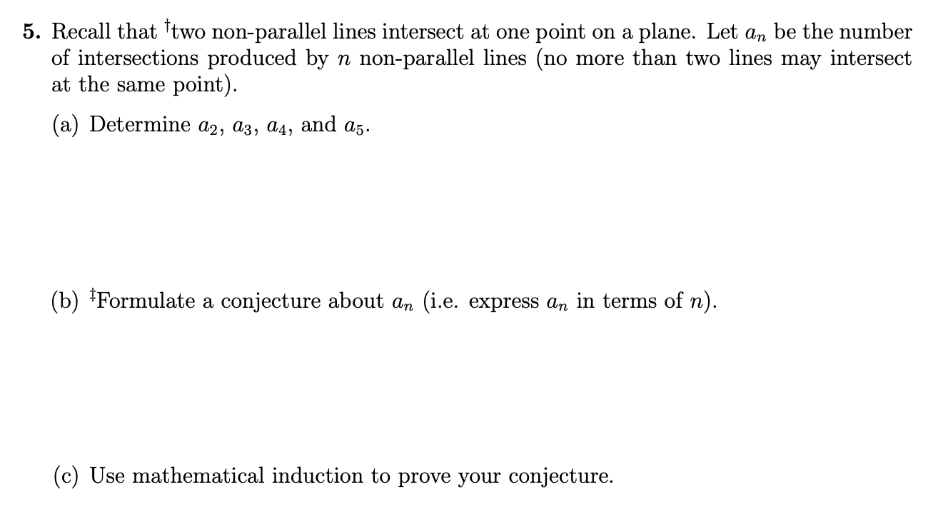 Solved 5. Recall that 'two non-parallel lines intersect at | Chegg.com