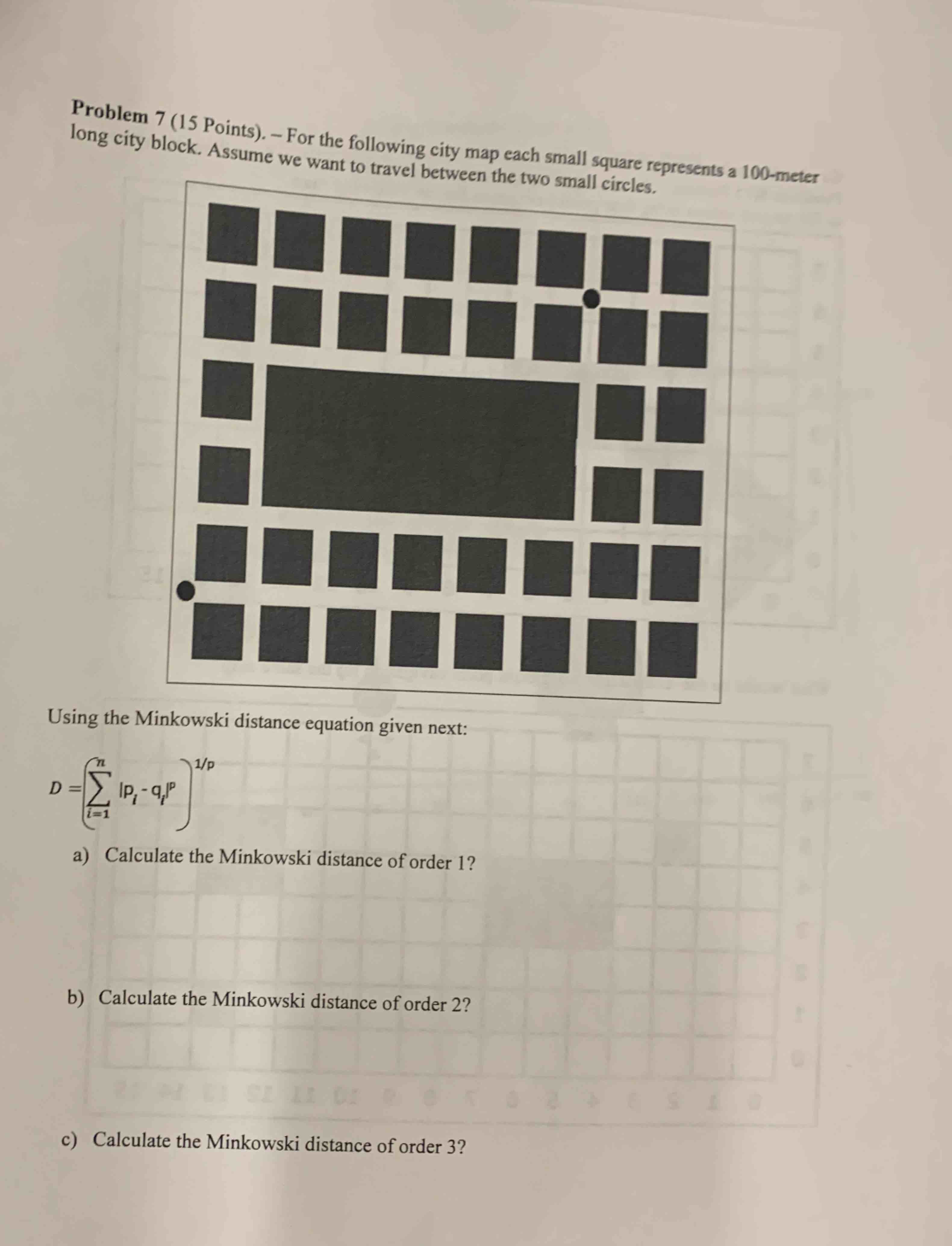 Solved Problem 7 (15 ﻿Points). - ﻿For the following city map | Chegg.com
