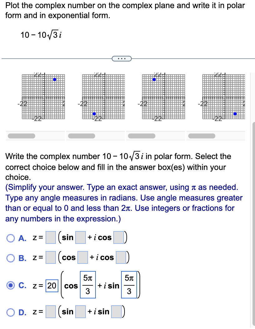 Solved I need help please!! Plot the complex number on the | Chegg.com