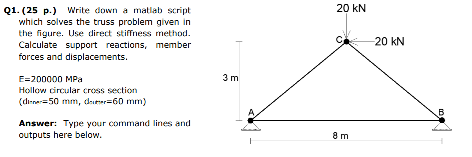 Solved 20 KN Q1. (25 p.) Write down a matlab script which | Chegg.com