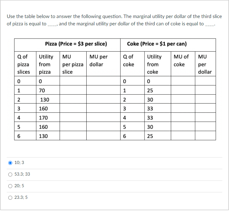 Solved Use the table below to answer the following question. | Chegg.com