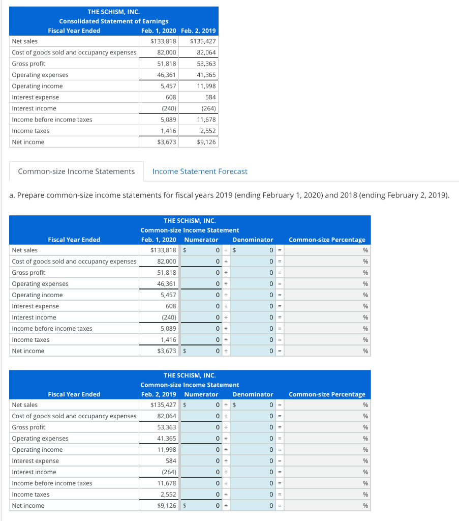 Solved Common-size Income Statements a. Prepare common-size | Chegg.com