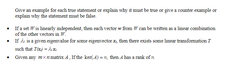 Solved Give an example for each true statement or explain | Chegg.com