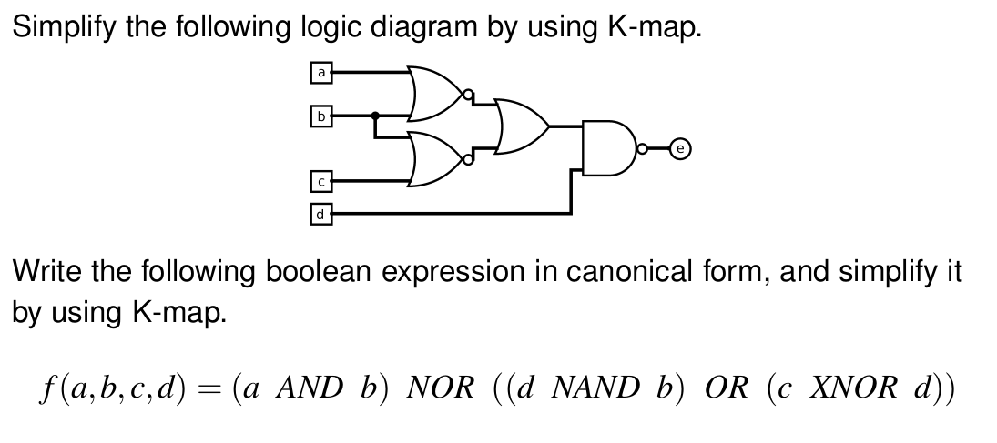 Solved Simplify the following logic diagram by using K-map. | Chegg.com