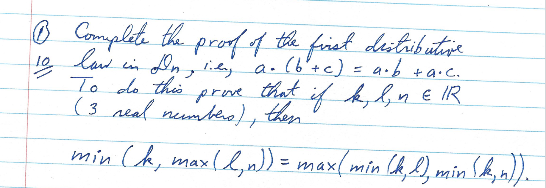 Solved 2 B Complete the proof of the first distributive 10 | Chegg.com