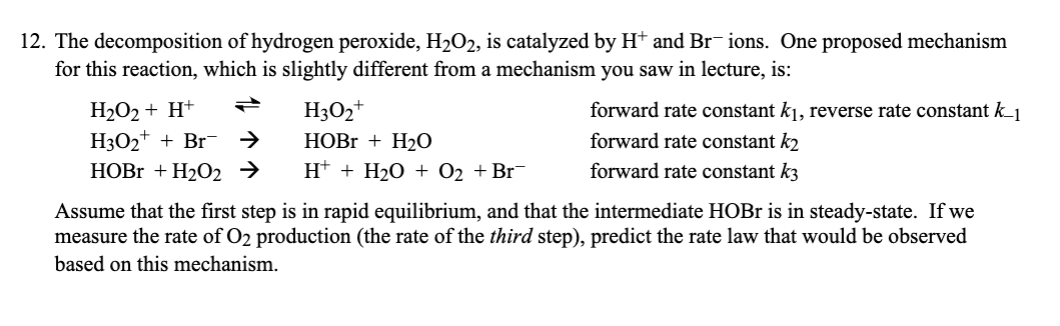Solved The decomposition of hydrogen peroxide, H2O2, is | Chegg.com