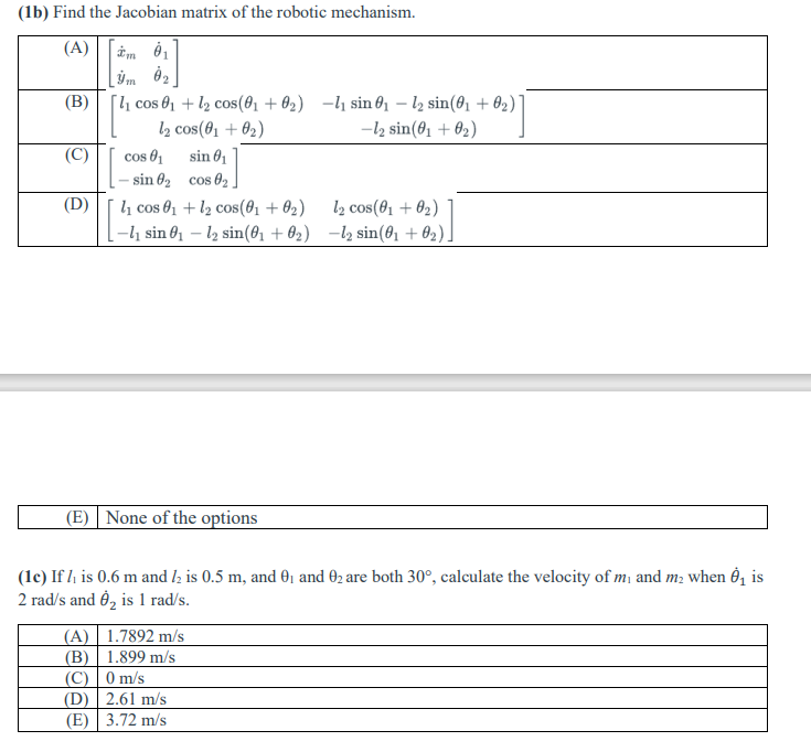 Solved Problem 1 Let us consider the two-link robotic | Chegg.com