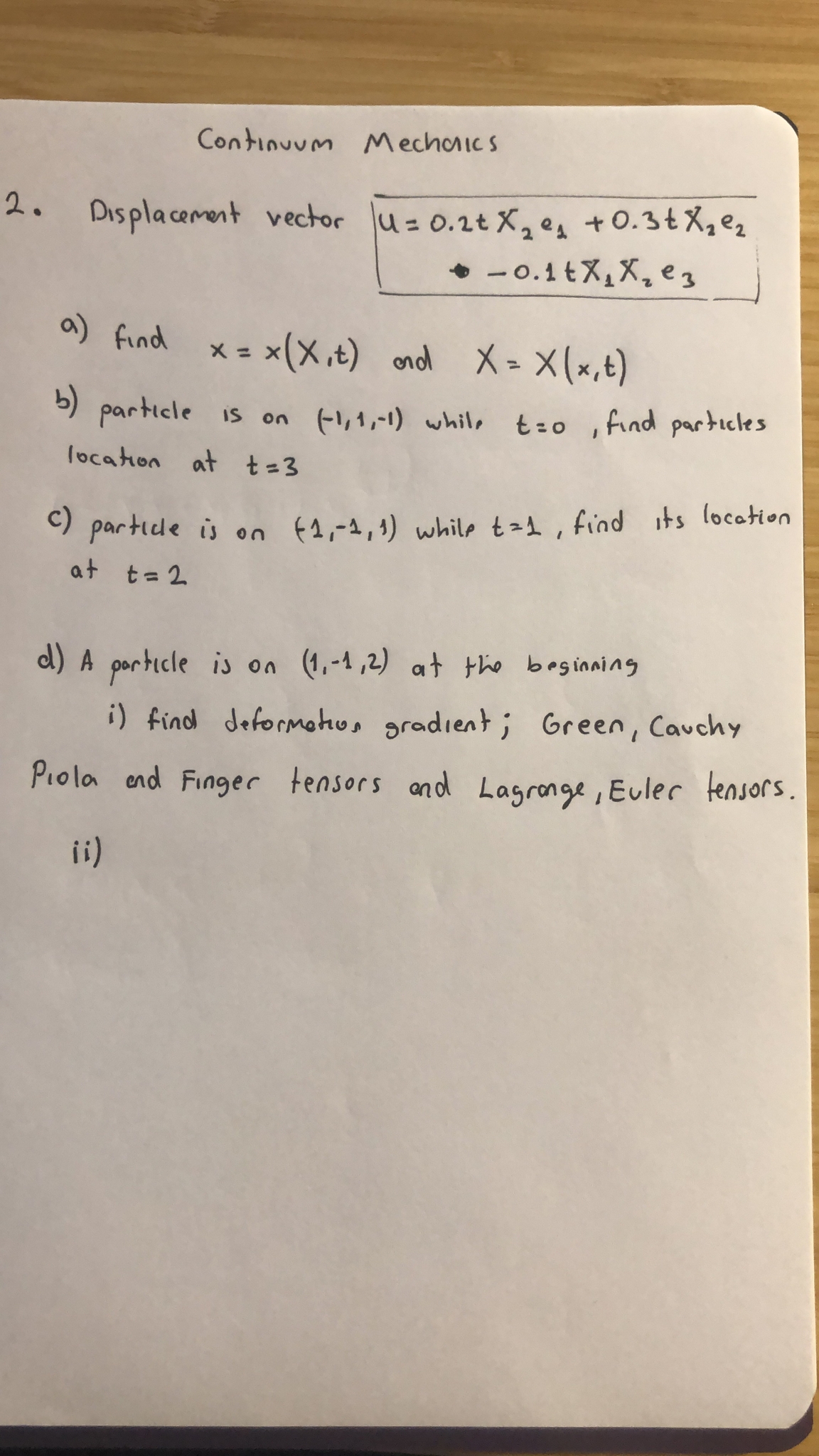 Continuum Mechaics Displacement vector | Chegg.com