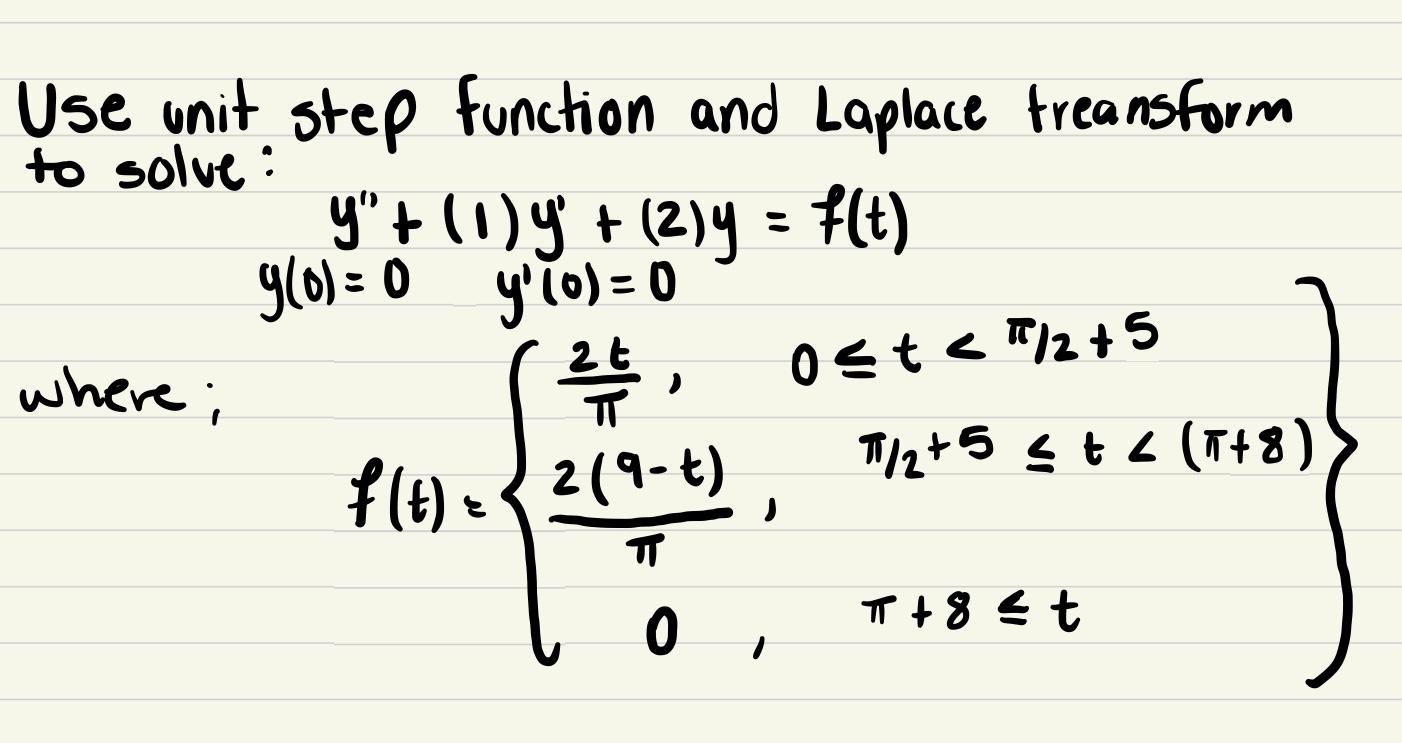 Solved Use unit step function and Laplace treansform to | Chegg.com