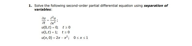 Solved 1. Solve the following second-order partial | Chegg.com