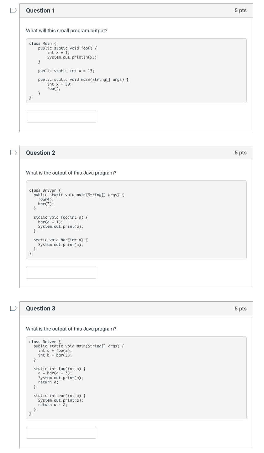 Solved Question 1 5 pts What will this small program output? | Chegg.com