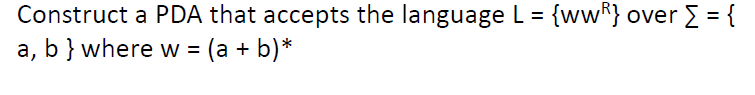 Solved Construct a PDA that accepts the language L = {wwR} | Chegg.com