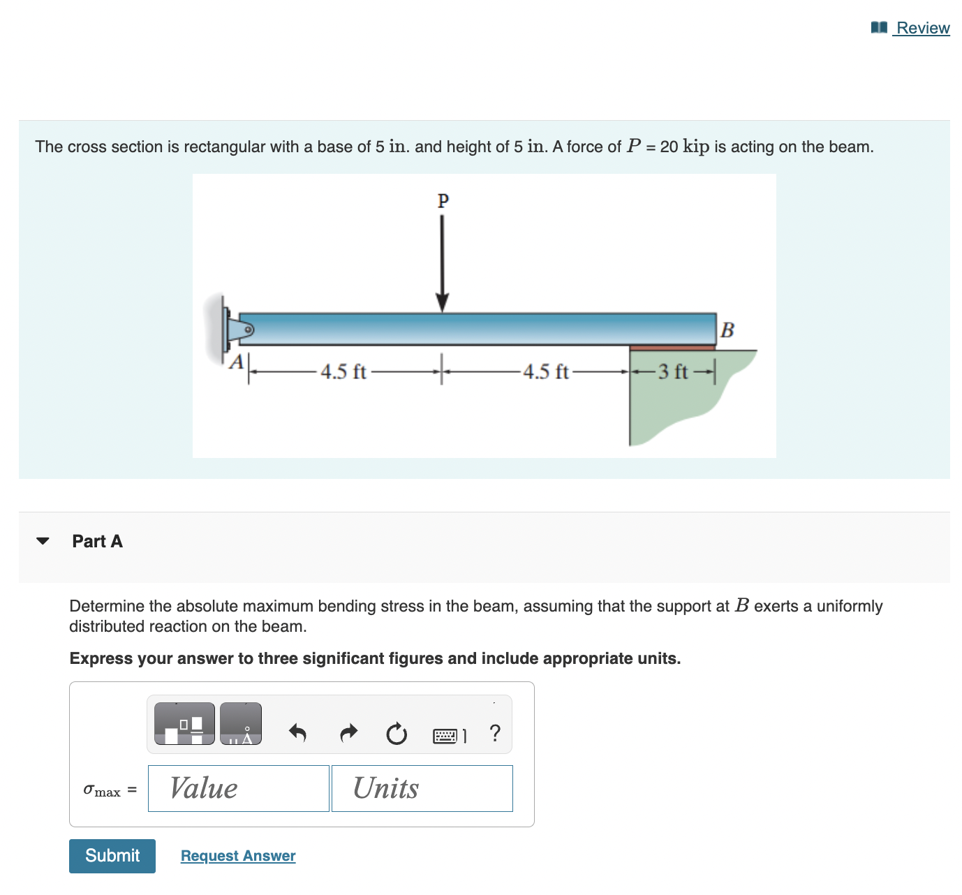 Solved The cross section is rectangular with a base of 5in. | Chegg.com