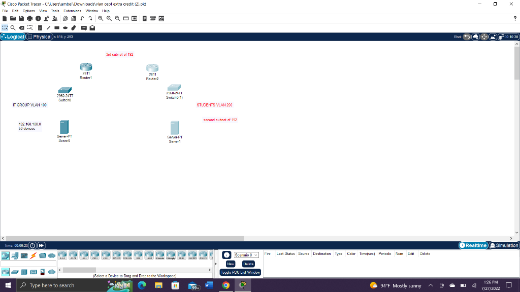 Solved Build the following topology Subnet the following IP | Chegg.com