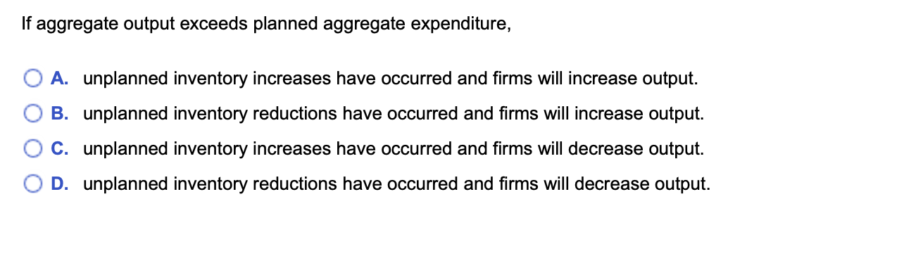 Solved If aggregate output exceeds planned aggregate | Chegg.com
