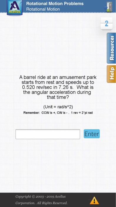 Solved Rotational Motion Problems Acellus Rotational Motion | Chegg.com