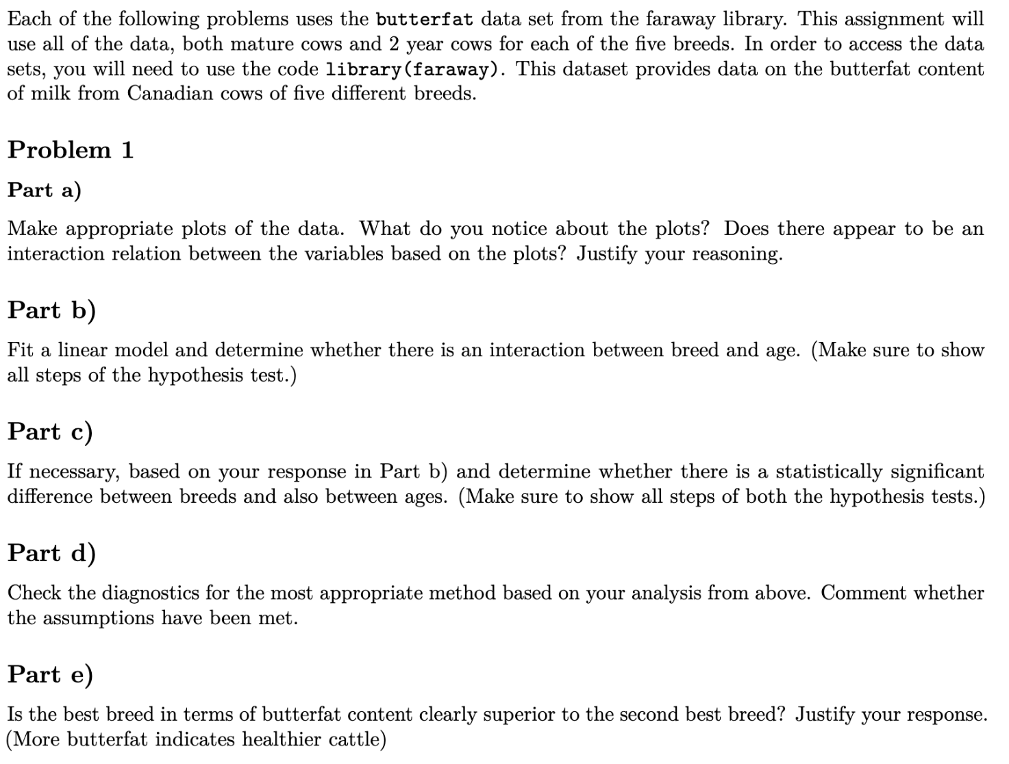 Solved Each of the following problems uses the butterfat | Chegg.com