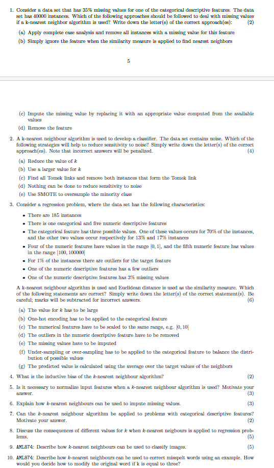 Solved Consider a data set that has 35% ﻿missing values for | Chegg.com