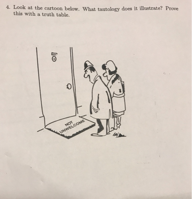 Solved 4. Look at the cartoon below. What tautology does it | Chegg.com