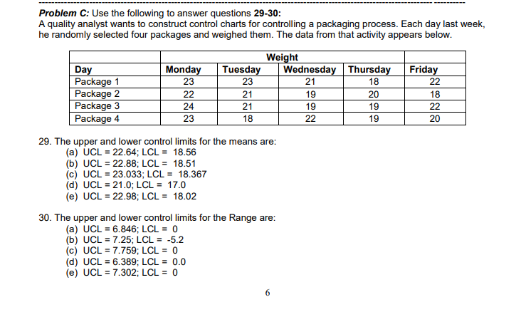 Solved Problem C Use The Following To Answer Questions