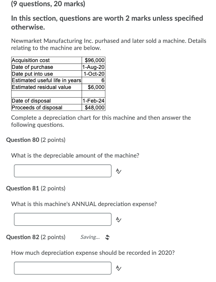 Solved (9 questions, 20 marks) In this section, questions | Chegg.com