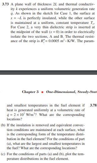 Solved 3.73 A plane wall of thickness 2L and thermal | Chegg.com