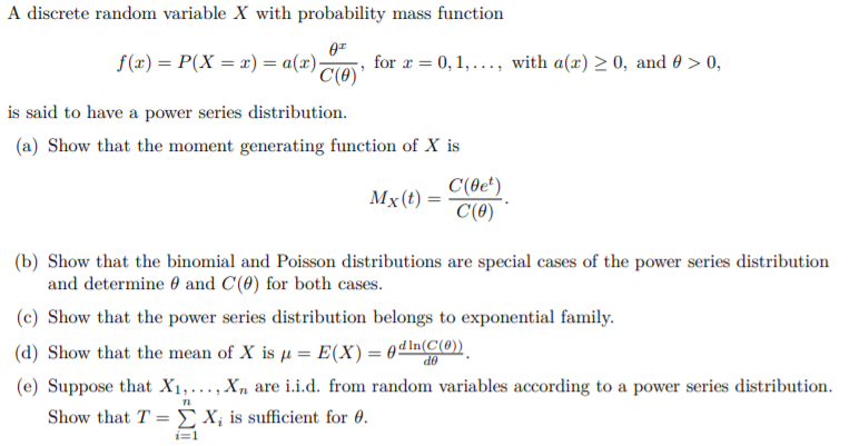 Solved A discrete random variable X with probability mass | Chegg.com