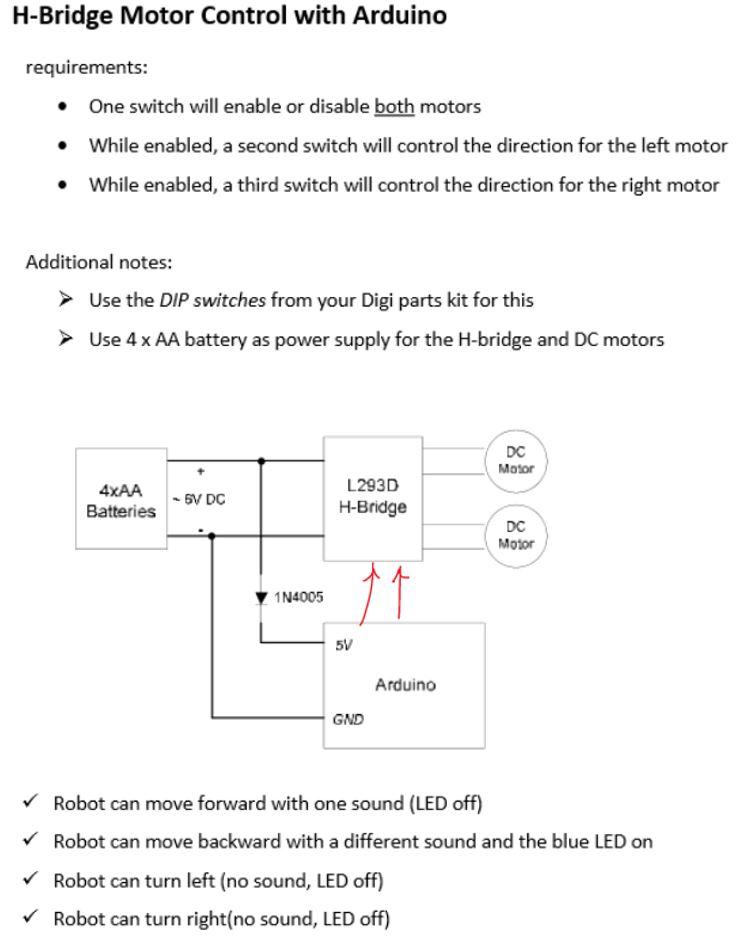 H-Bridge Motor Control with Arduino requirements: One | Chegg.com