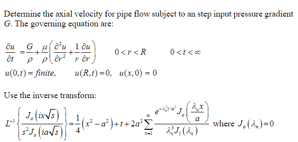 Solved Determine the axial velocity for pipe flow subject to | Chegg.com