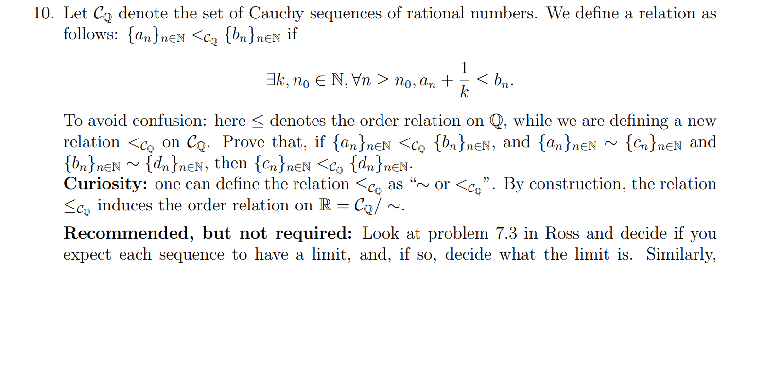 Solved 10. Let Co denote the set of Cauchy sequences of | Chegg.com