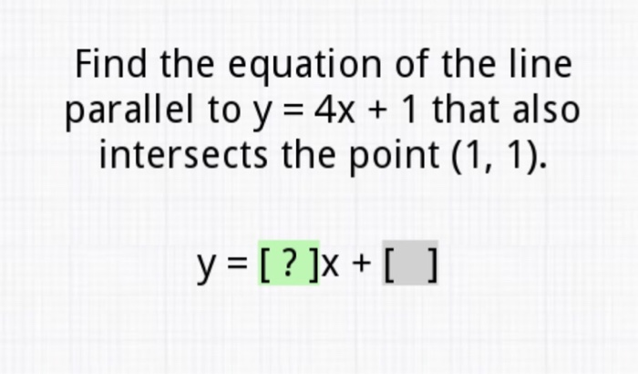 Solved Find the equation of the line parallel to y 4x 1 that | Chegg.com