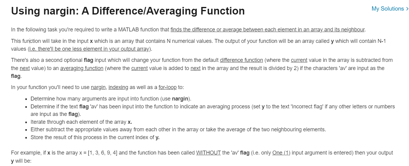 Solved Using nargin: A DifferencelAveraging Function My | Chegg.com