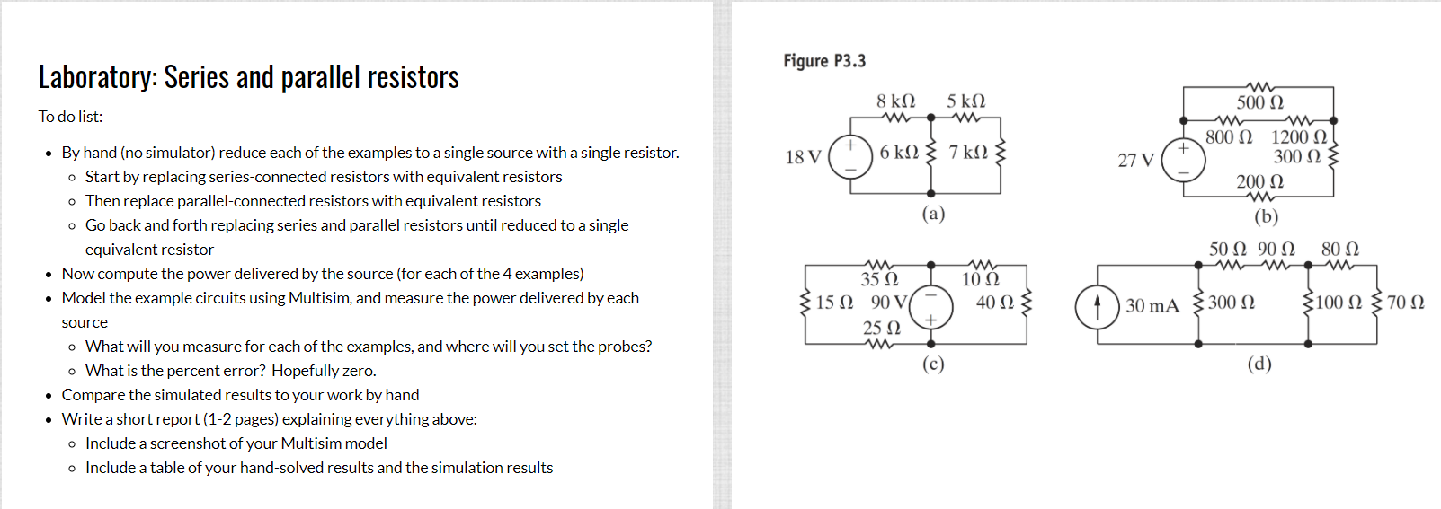 Solved Figure P3.3 Laboratory: Series and parallel resistors | Chegg.com