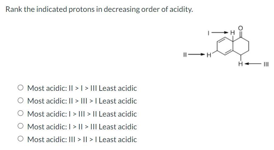 Solved Rank the indicated protons in decreasing order of | Chegg.com