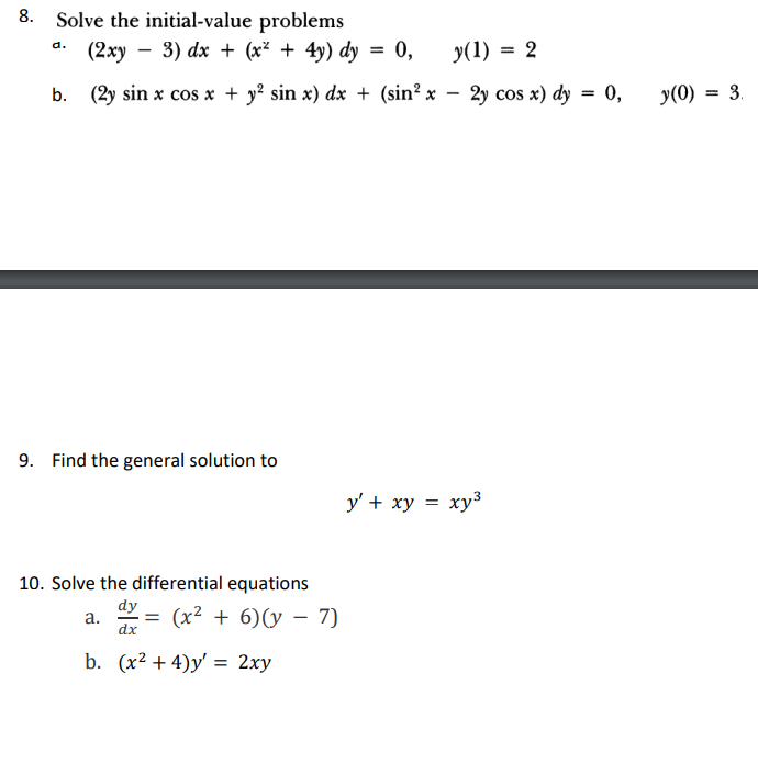 Solved 8. Solve the initial-value problems a. | Chegg.com