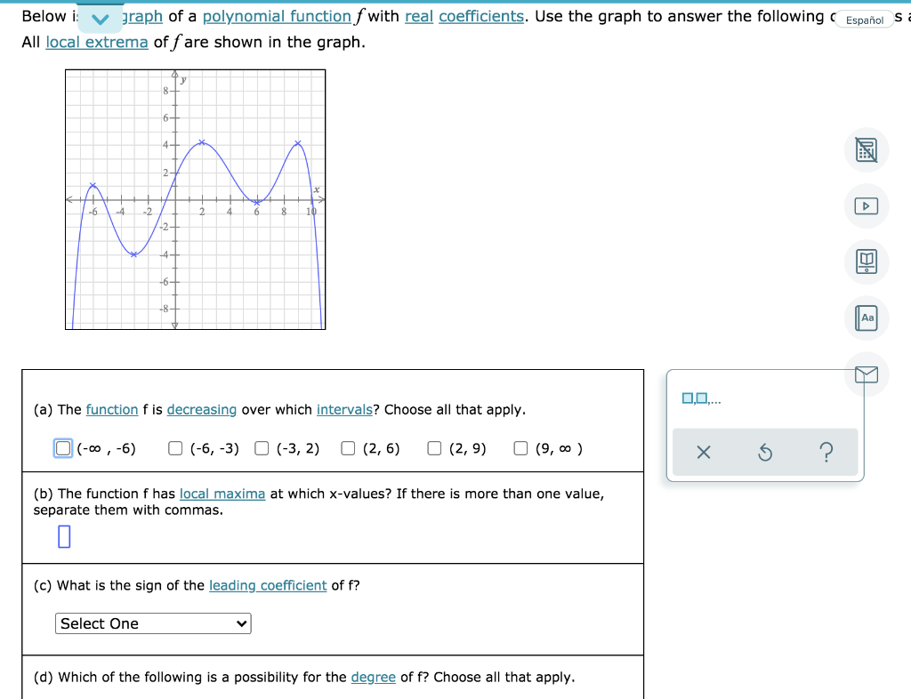Solved Below i: V graph of a polynomial function f with real | Chegg.com