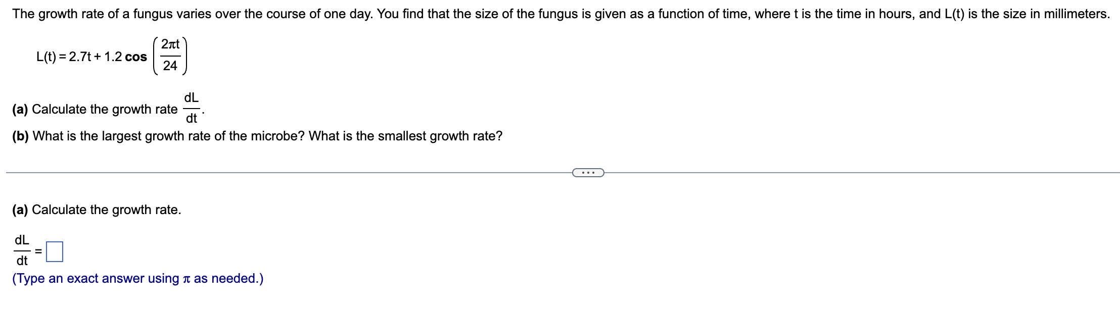 Solved The growth rate of a fungus varies over the course of | Chegg.com